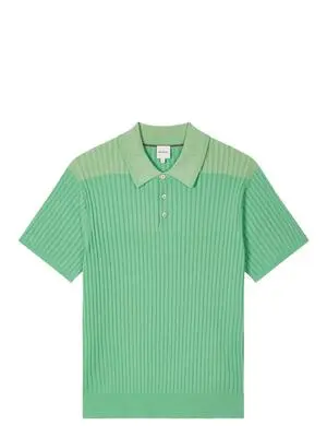 Paul Smith Organic Cotton Rib Knit Polo Shirt - Green