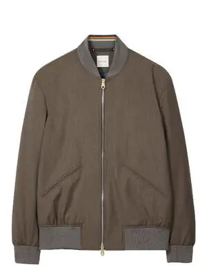 Paul Smith Melange 'storm System' Wool Bomber Jacket - Grey