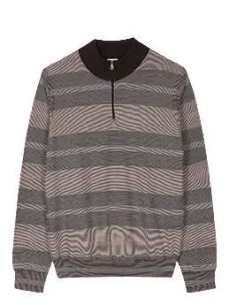 Paul Smith Hazy Stripe Cotton And Wool-blend Zip-neck Sweater - Multicolour