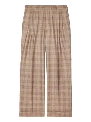 Paul Smith Wool-silk Check Wide-leg Trousers - Orange