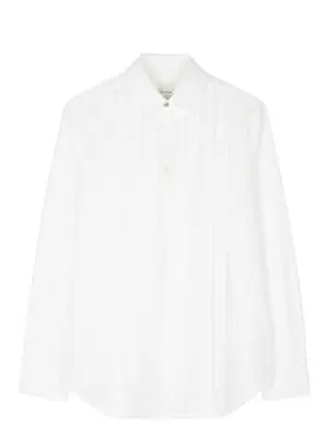 Paul Smith Pleated-front Half-placket Cotton Shirt - White