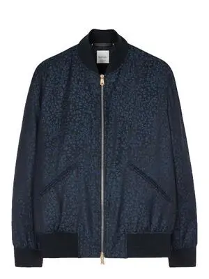Paul Smith Leopard Jacquard Wool Bomber Jacket - Blue