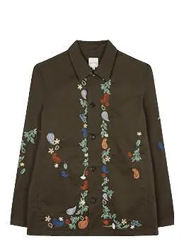 Paul Smith Dark Embroidered Paisley Overshirt - Green
