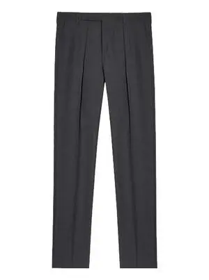 Paul Smith Tapered-fit Wool-cotton Pleated Trousers - Grey