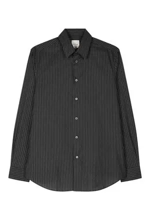 Paul Smith Charcoal Glitter Pinstripe Cotton Shirt - Purple