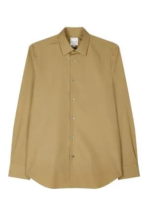 Paul Smith Tailored-fit Light Khaki Cotton Poplin Shirt - Green