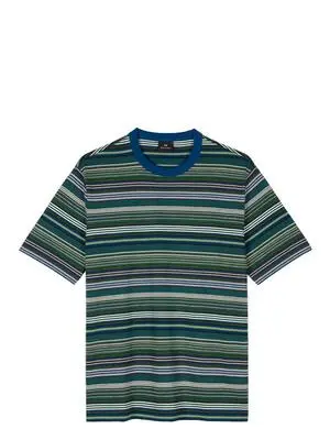 Paul Smith Green And Blue Stripe Cotton T-shirt - Black