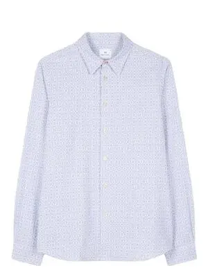 Paul Smith Tailored-fit Geometric Dobby Cotton Shirt - White