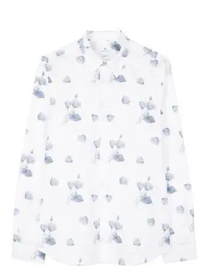 Paul Smith Tailored-fit 'half Tone Floral' Organic Cotton Shirt - White
