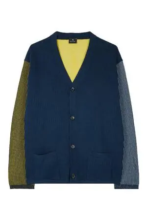 Paul Smith Mixed-panel Cotton Cardigan - Blue