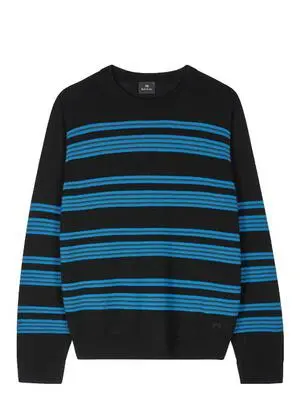 Paul Smith Raised Stripe Merino Wool Sweater - Black
