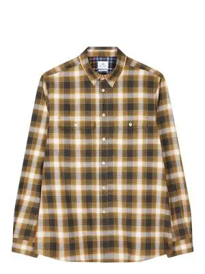 Paul Smith And Navy Check Cotton Double-pocket Shirt - Yellow
