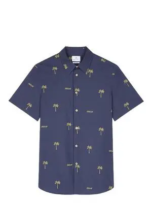 Paul Smith Navy 'dream Palm Tree' Print Short-sleeve Shirt - Blue