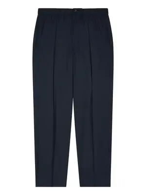 Paul Smith Wool And Cotton-blend Elasticated Waist Trousers - Blue