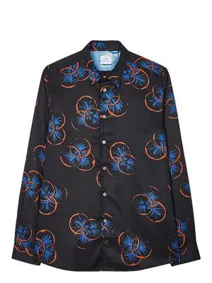 Paul Smith Dark Navy 'drinks' Print Lyocell Shirt - Blue