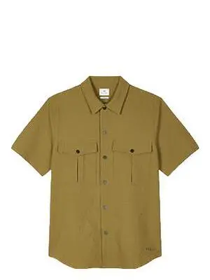Paul Smith Khaki Recycled-polyester Bubble Seersucker Shirt - Green