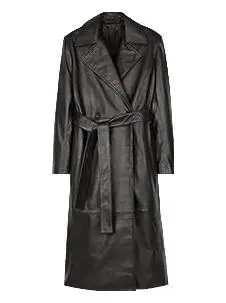 Paul Smith Leather Trench Coat - Black