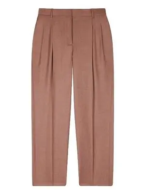 Paul Smith Wool-cashmere Flannel Pleated Trousers - Brown