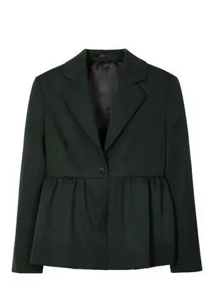 Paul Smith Wool Gabardine Peplum Jacket - Green