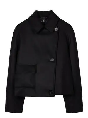 Paul Smith Wool-cashmere Blend Cropped Cocoon Jacket - Black
