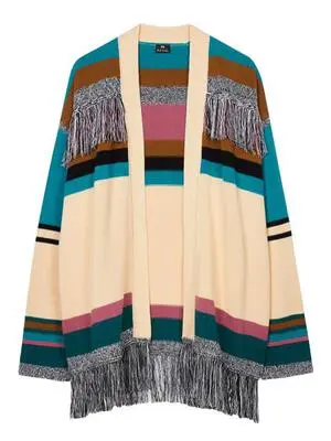Paul Smith Fringe Trim Open Cardigan - White