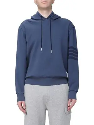 Thom Browne Cotton Hoodie With 4-bar Stripe Detail - Blue