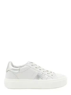 Hogan Hogan Crosswind Platform Sneakers In Smooth And Laminated Calfskin Beige