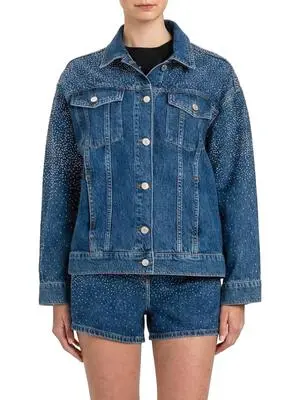 TWINSET Embellished Crystal Jacket - Denim