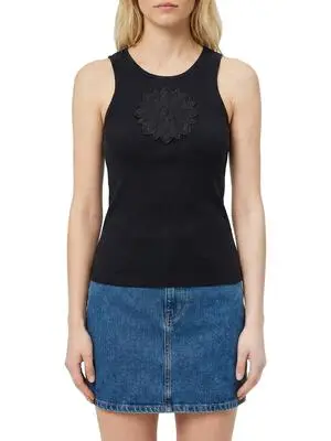 TWINSET Appliqué Tank Top - Black