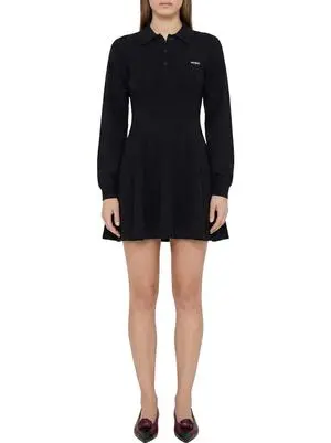 ROTATE BY BIRGER CHRISTENSEN Long Sleeve Collared Knit Dress - Black