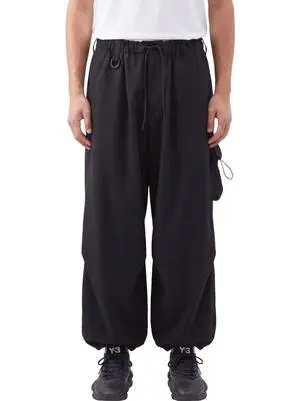 Y3 Wide-leg Technical Fabric Cargo Trousers With Drawstring - Black