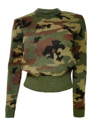 Miu Miu Camouflage-pattern Sweater - Green