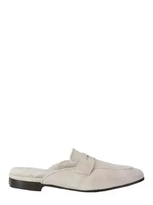 BOUGEOTTE Nomad Suede Shearling Slippers - Neutrals