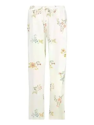 PIP STUDIO Floral Print Drawstring Trousers - White