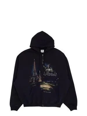 Vetements Paris Tourist Zip-up Hoodie - Black