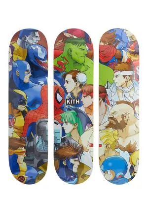 Kith X Marvel Vs. Capcom Triptych Skate Deck Set - Multicolor