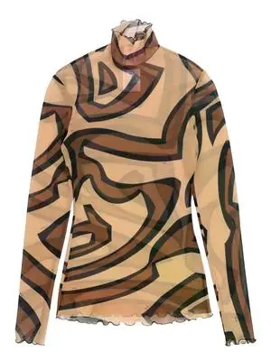Emilio Pucci Labirinto-print Long-sleeve Top - Neutrals