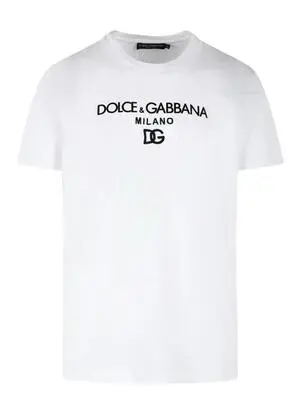 Dolce & Gabbana Ribbed Logo-embroidery T-shirt - White