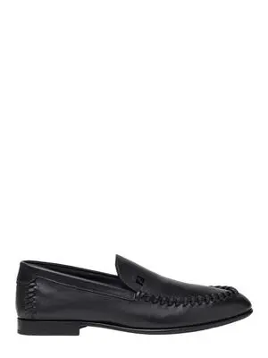FENDI FF-Embellished Black Calfskin Loafers