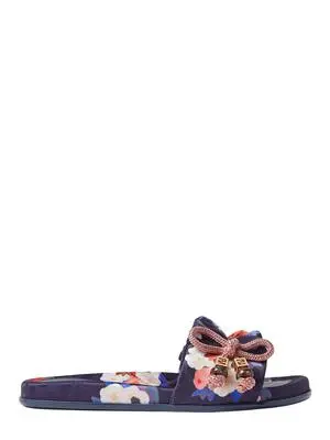 Fendi Ff Jacquard Satin Flat Slides - Multicolour