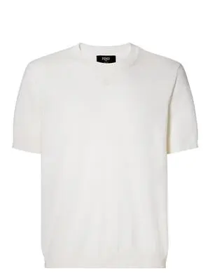 Fendi FF Selleria Embroidered Cotton And Cashmere Jumper White