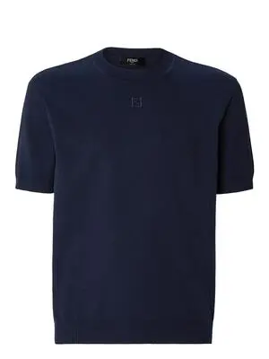 Fendi Ff Selleria Embroidered Cotton And Cashmere Jumper - Blue