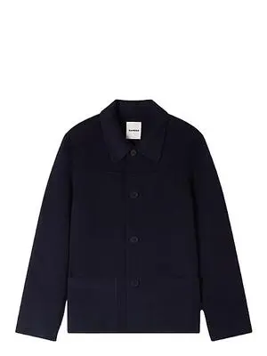 Sandro Wool-blend Worker Jacket - Navy Blue