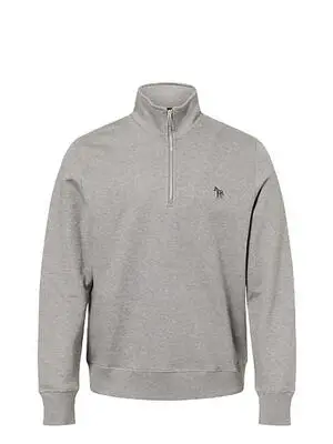 Paul Smith Half-zip High-neck Cotton-jersey Sweatshirt - Grey