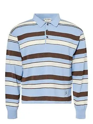 JW Anderson Striped Rugby Knitted Polo Shirt - Misty Blue