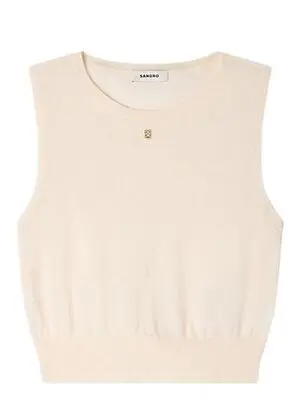 Sandro Sleeveless Cropped Knitted Jumper - Ecru