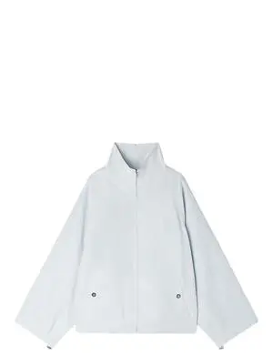 Sandro Oversized Brand-embroidered Woven Jacket - Sky Blue