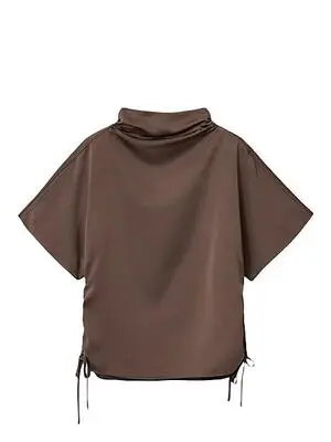 ALLSAINTS Leslie Drawstring-sides Satin Top - Pot Brown