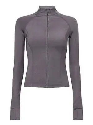 ADANOLA Gloss Long-sleeved Stretch-woven Top - Grey