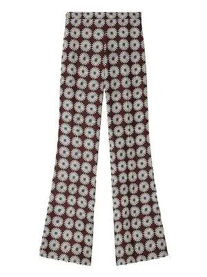 Sandro Floral-print Flared Trousers - Marron / Bleu